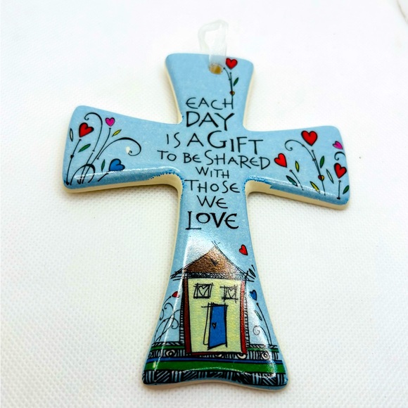 Coconut Grove Galleria | Wall Decor | Blue Ceramic Cross Each Day Is A ...